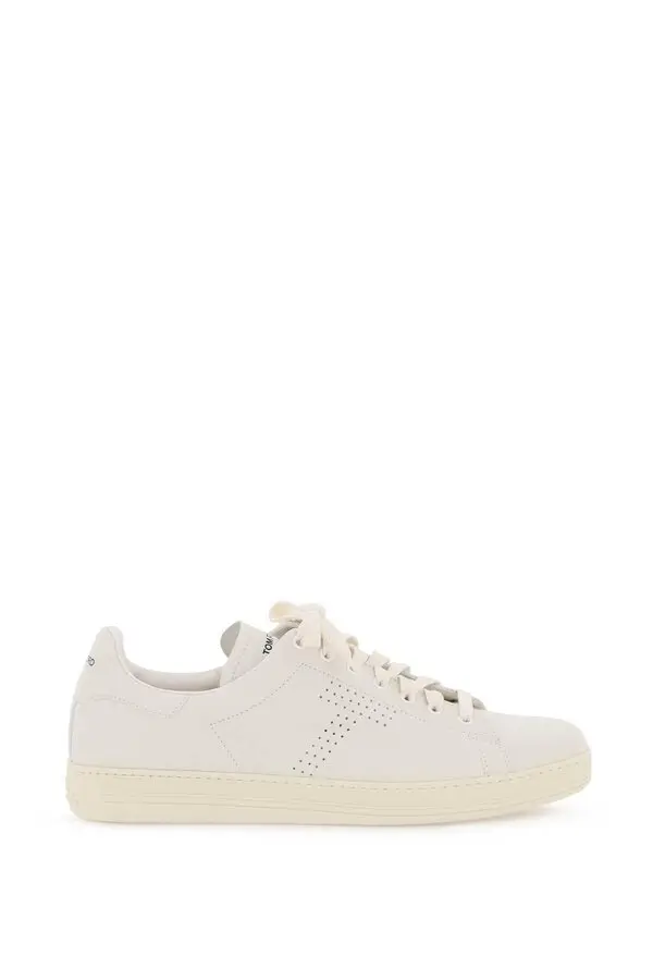 TOM FORD Warwick Grained Leather Sneakers - White