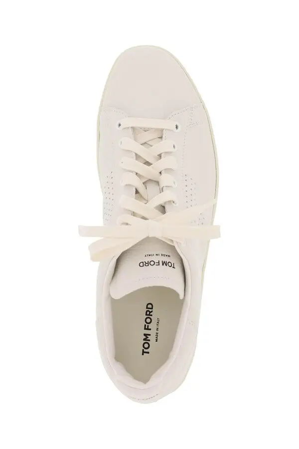 TOM FORD Warwick Grained Leather Sneakers - White