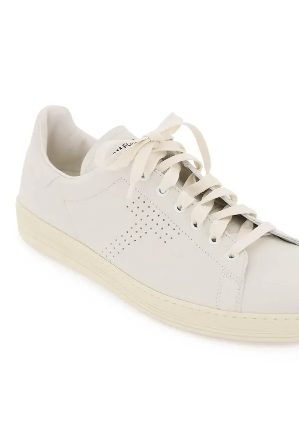 TOM FORD Warwick Grained Leather Sneakers - White