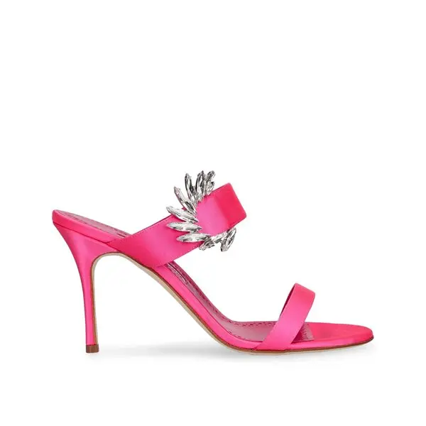 Manolo Blahnik Chivela Crystal-embellished Satin Sandals