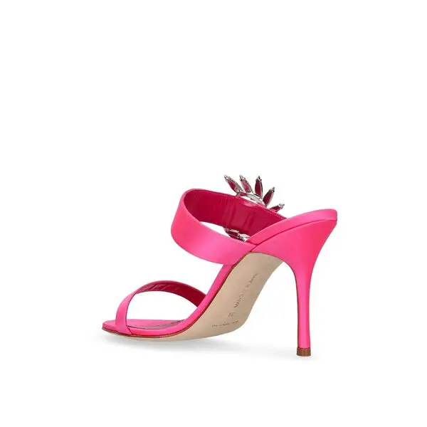 Manolo Blahnik Chivela Crystal-embellished Satin Sandals