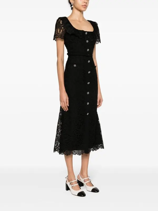 Self-Portrait Lace Midi Dress - Black | Editorialist