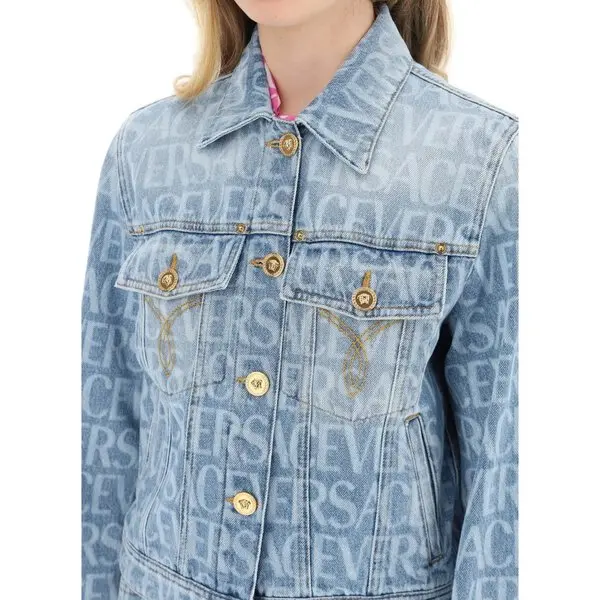 Versace All-over Logo Denim Jacket