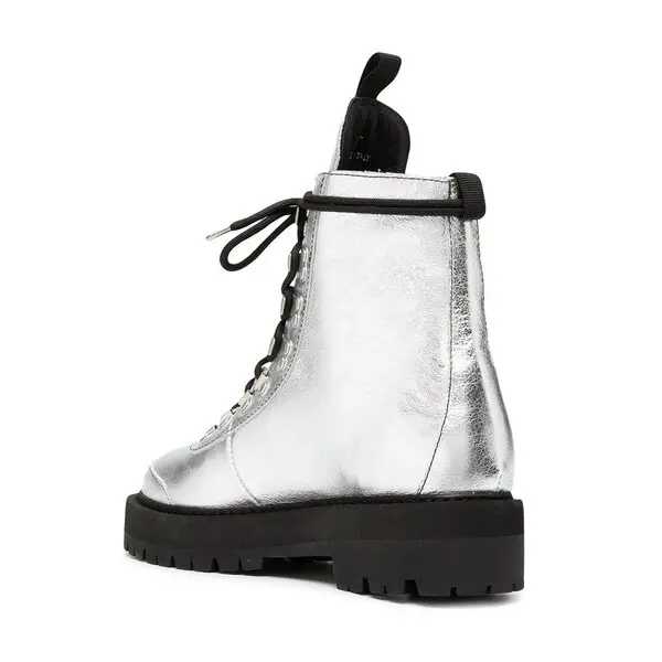 Off White Metallic Ankle Boots