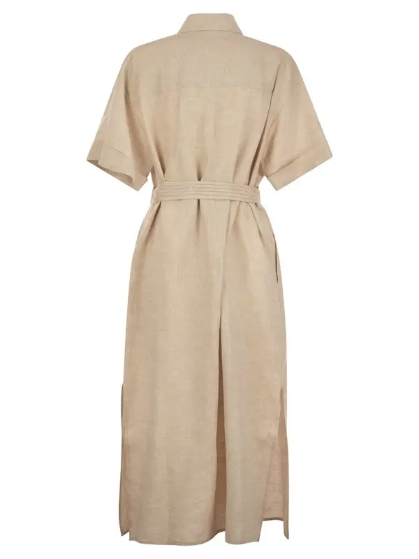 chinese dress ladies Peserico – Peserico Midi Linen Dress in Barcelona or Shop Online Mujer  721-000385 02 main image 1