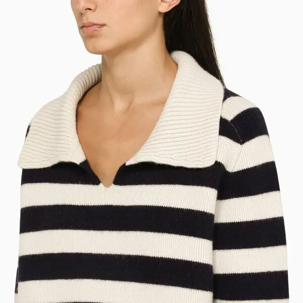 Khaite Striped Cashmere Polo Shirt