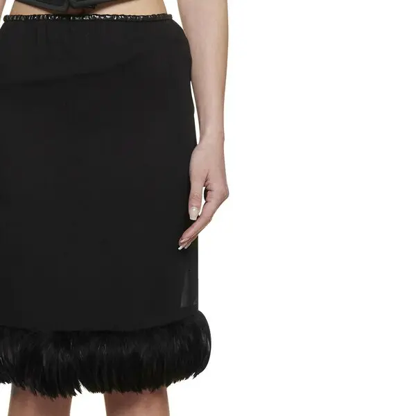 Saint Laurent Feather-trimmed Silk Skirt