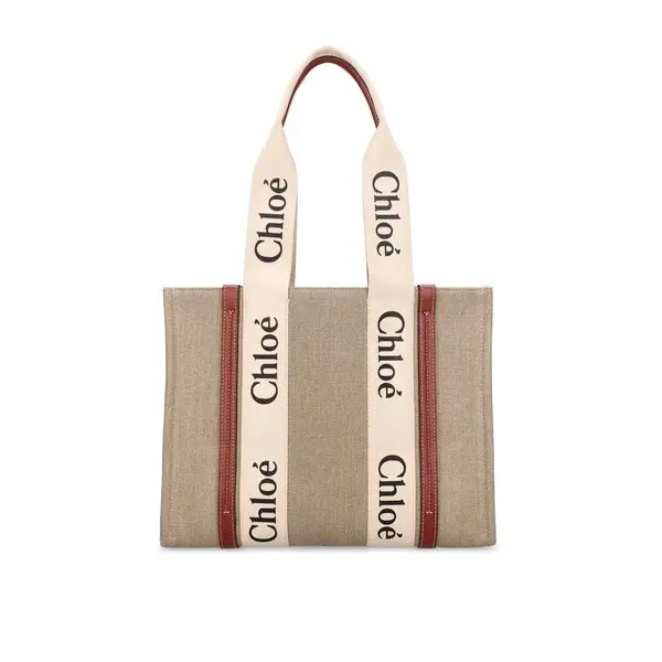 Chloé Woody Medium Tote Bag - Beige