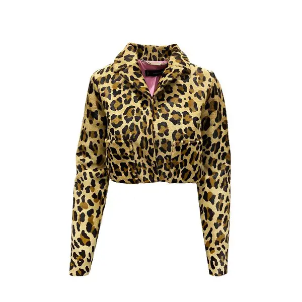 Dsquared2 Leopard Print Calf Hair Cropped Jacket