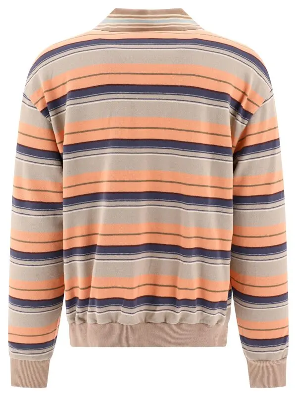 トップス Kapital multi border kanoko box poro Kapital Multi Border Kanoko Box Polo Shirt - Orange | Editorialist