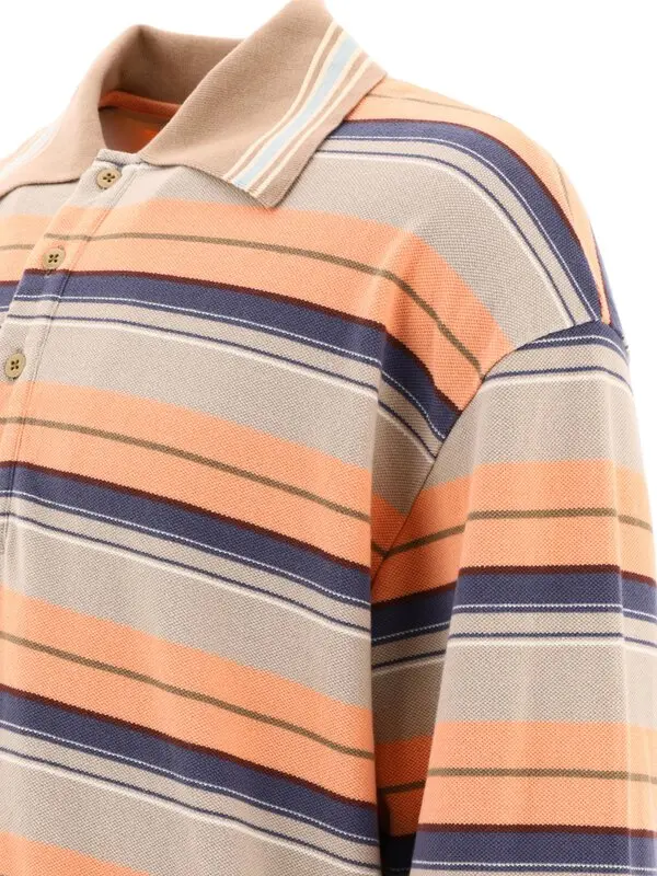 Kapital Multi Border Kanoko Box Polo Shirt - Orange | Editorialist