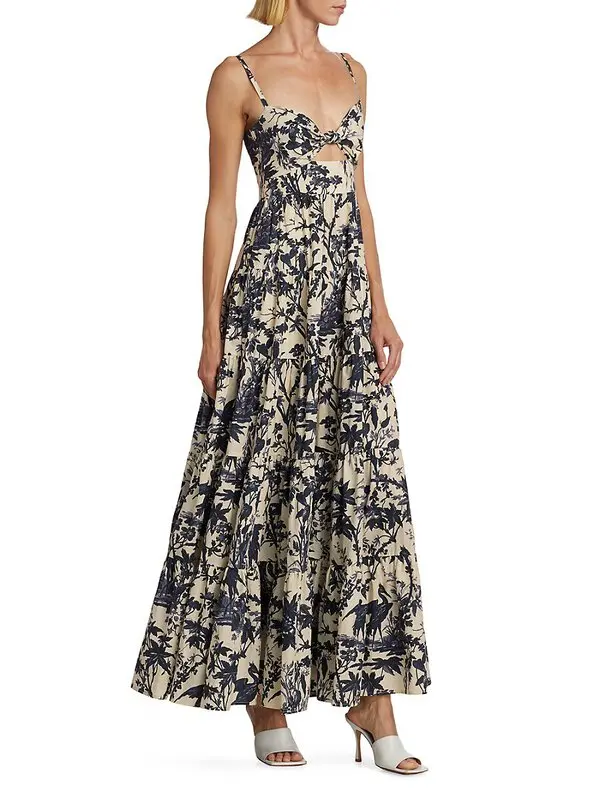 knee length dresses for ladies Delilah Gown Rose Floral Print Dress