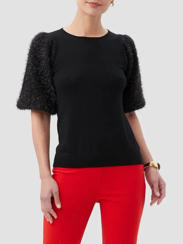 Trina Turk Barbier Puff-sleeve Wool Sweater