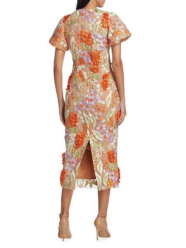 Elliatt Remix Floral Embroidered Midi-Dress In Neutral - 30% Off |  Editorialist