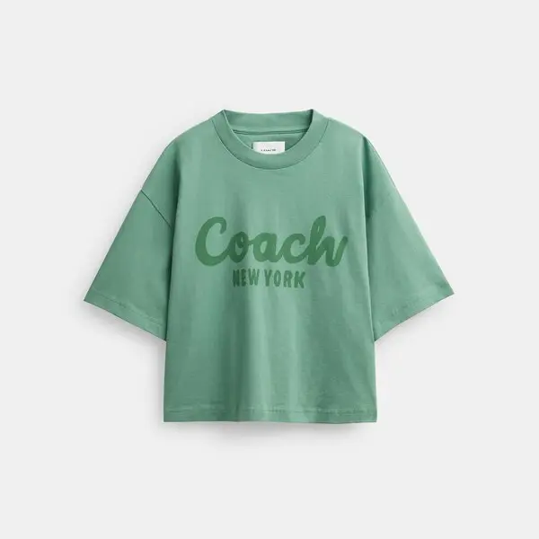 COACH Cursive Signature Cropped T-shirt - Green
