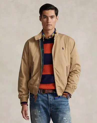 Polo Ralph Lauren Harrington Jacket In Cotton - Beige