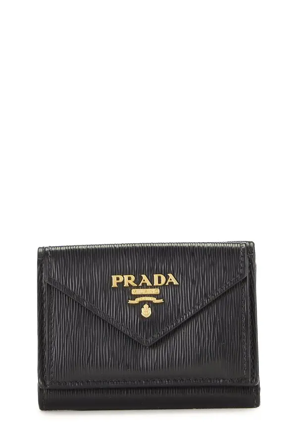 Prada Vitello Move Compact Wallet - Black