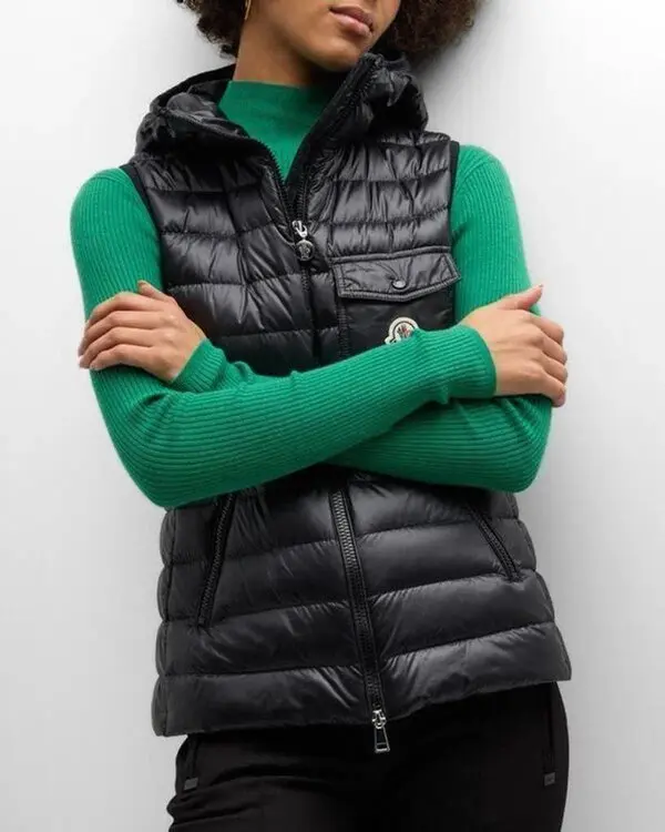 Moncler Glygos Hooded Puffer Vest - Black