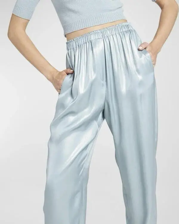 Giorgio Armani Laminated Viscose Satin Jogger Pants