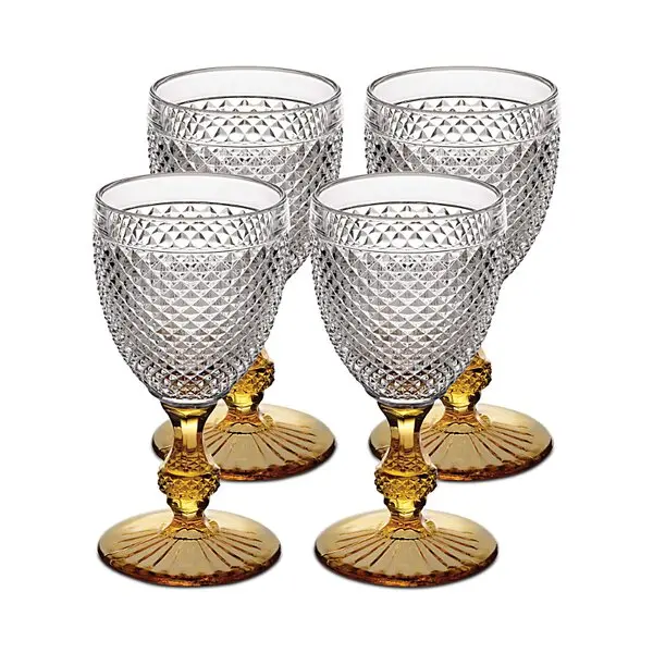 VISTA ALEGRE Bicos Bicolor Goblet With Amber Stem, Set Of 4 - Multi