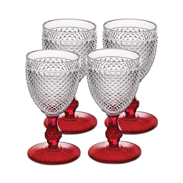 VISTA ALEGRE Bicos Bicolor Goblet With Red Stem, Set Of 4 - Muti
