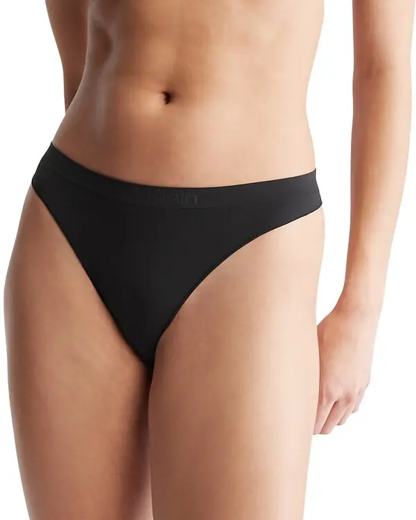 Calvin Klein Bonded Flex Mid Rise Thong - Black