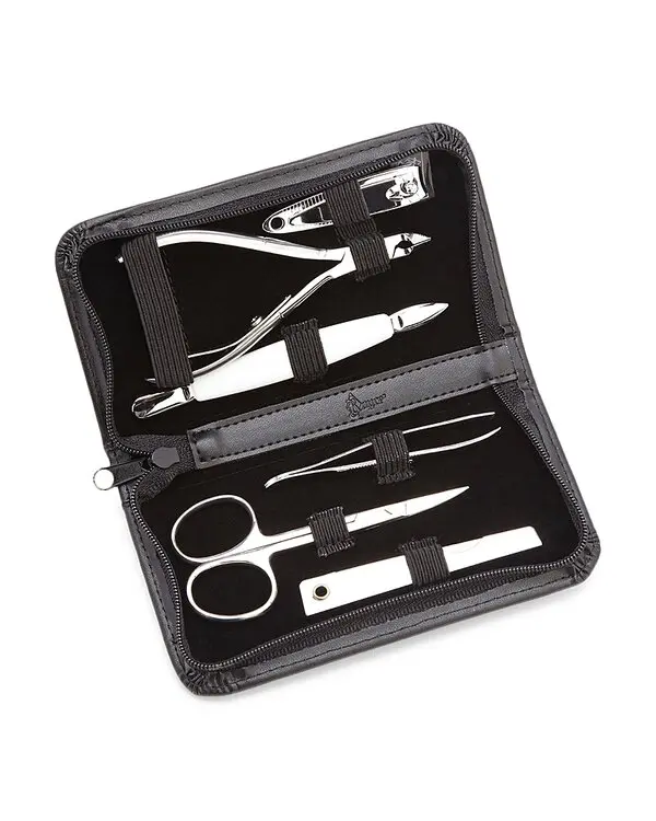 ROYCE NEW YORK Leather Compact Grooming Kit - Black