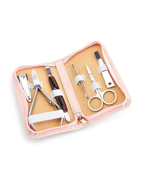 ROYCE NEW YORK Leather Compact Grooming Kit - Pink