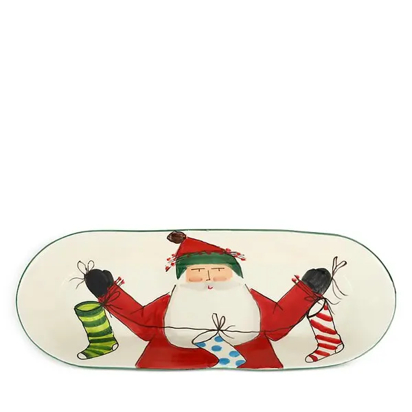VIETRI Old St. Nick Bread Server With Stockings - Multi