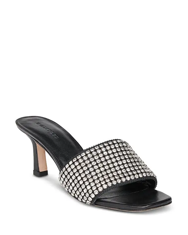 Whistles Adella Square Toe Diamante Mid Heel Sandals