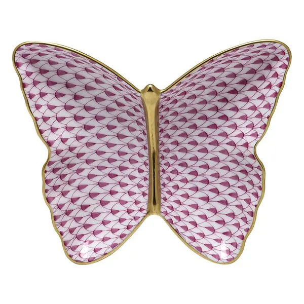 HEREND Porcelain Butterfly Dish - Raspberry