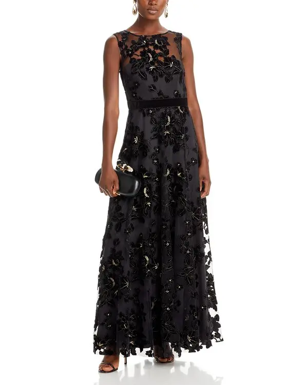Eliza J Flocked Tulle Gown