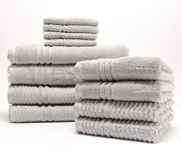 HOME REFLECTIONS 100% Cotton Solid & Texture 12-pc Towel Set