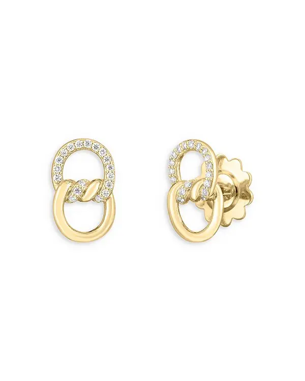 Roberto Coin 18k Diamond Twist Stud Earrings - Gold