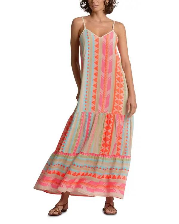 Elan Spaghetti Strap Maxi Cover-up Dress - Neon Aztec