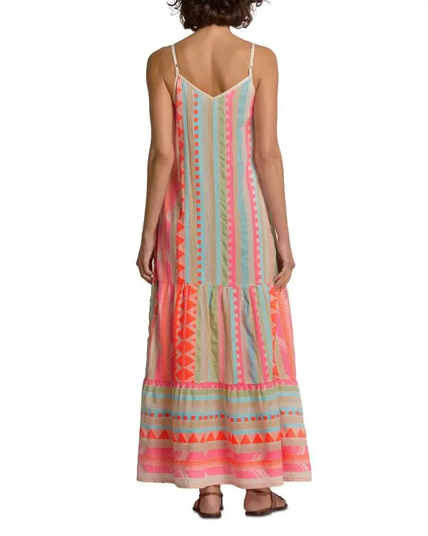 Elan Spaghetti Strap Maxi Cover-up Dress - Neon Aztec