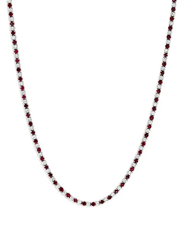 Bloomingdale'S Ruby And Diamond Tennis Necklace - Ruby/white Gold