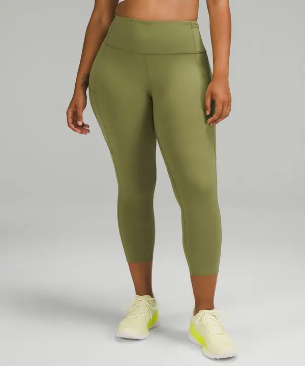 Lululemon Fast And Free High-Rise Crop 23 Bronze Green