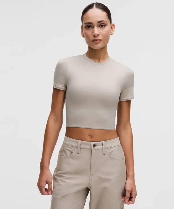 Lululemon Ultra-soft Nulu Cropped Crewneck T-shirt - Downtown Tan