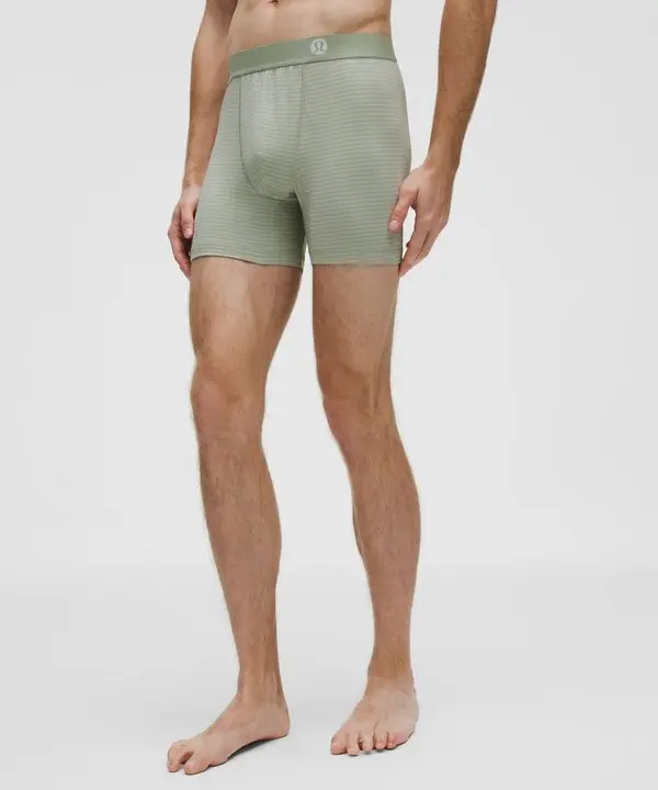 Lululemon Always In Motion Boxer 5 - Twofold Stripe Pelican Fog Green