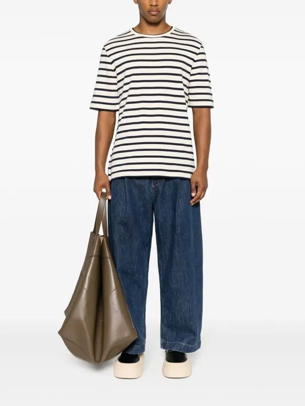 JIL SANDER Striped Ribbed Cotton T-shirt