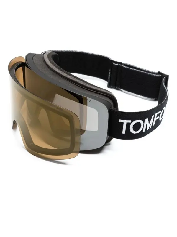 TOM FORD Logo-band Mirrored-lenses Ski Goggles - Black
