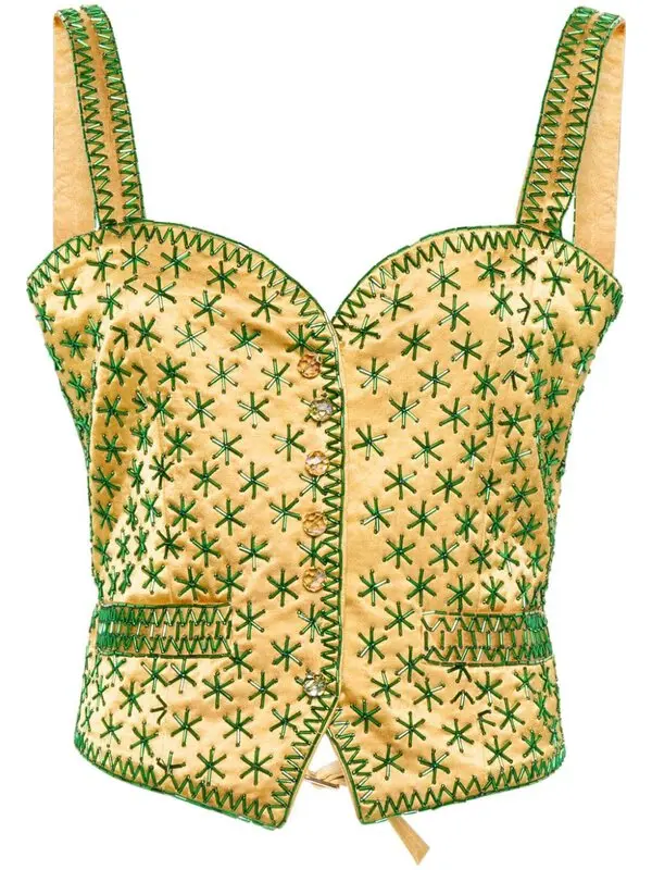 BODE Embroidered Stretch-cotton Tank Top