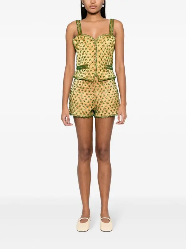 BODE Embroidered Stretch-cotton Tank Top