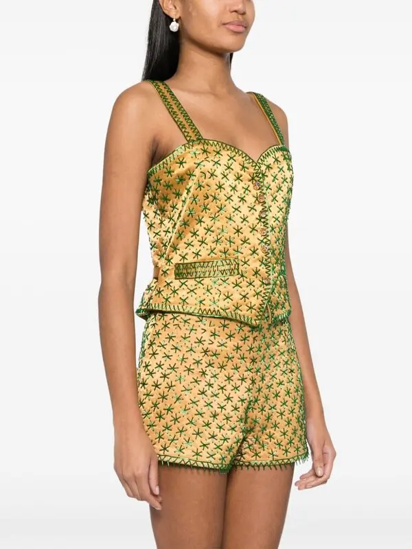 BODE Embroidered Stretch-cotton Tank Top