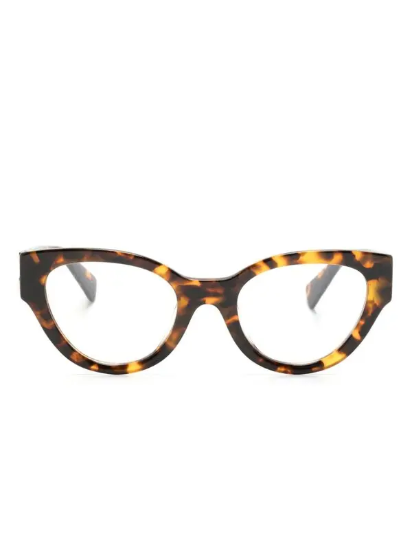 Miu Miu Logo-plaque Cat-eye Frame Glasses - Brown