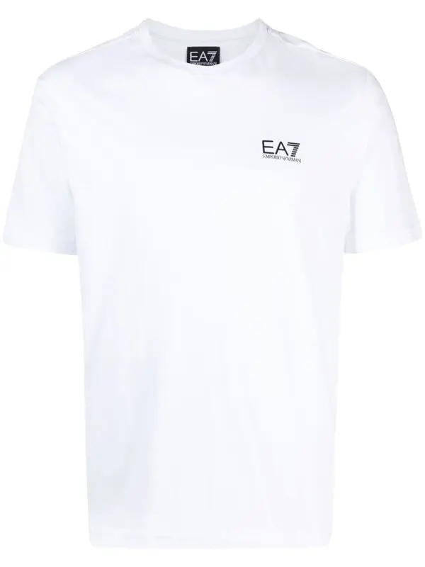 EA7 Logo-print Cotton T-shirt - White