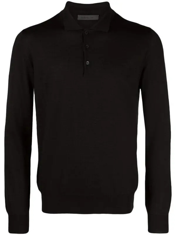 Corneliani Mélange-effect Wool Polo Shirt - Brown
