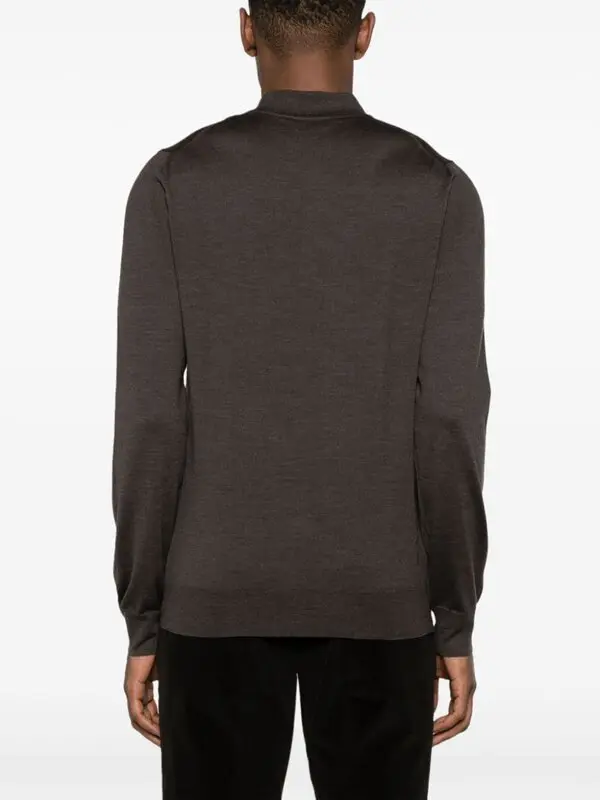 Corneliani Mélange-effect Wool Polo Shirt - Brown