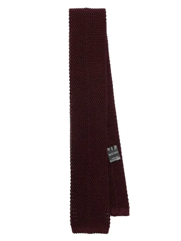 FURSAC Square-tip Knitted Silk Tie - Red